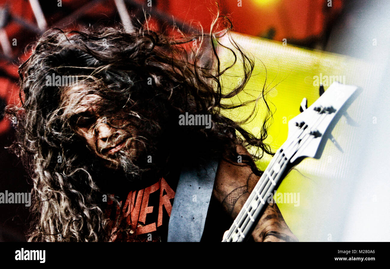 The American trash metal band Slayer performs a live concert at the ...