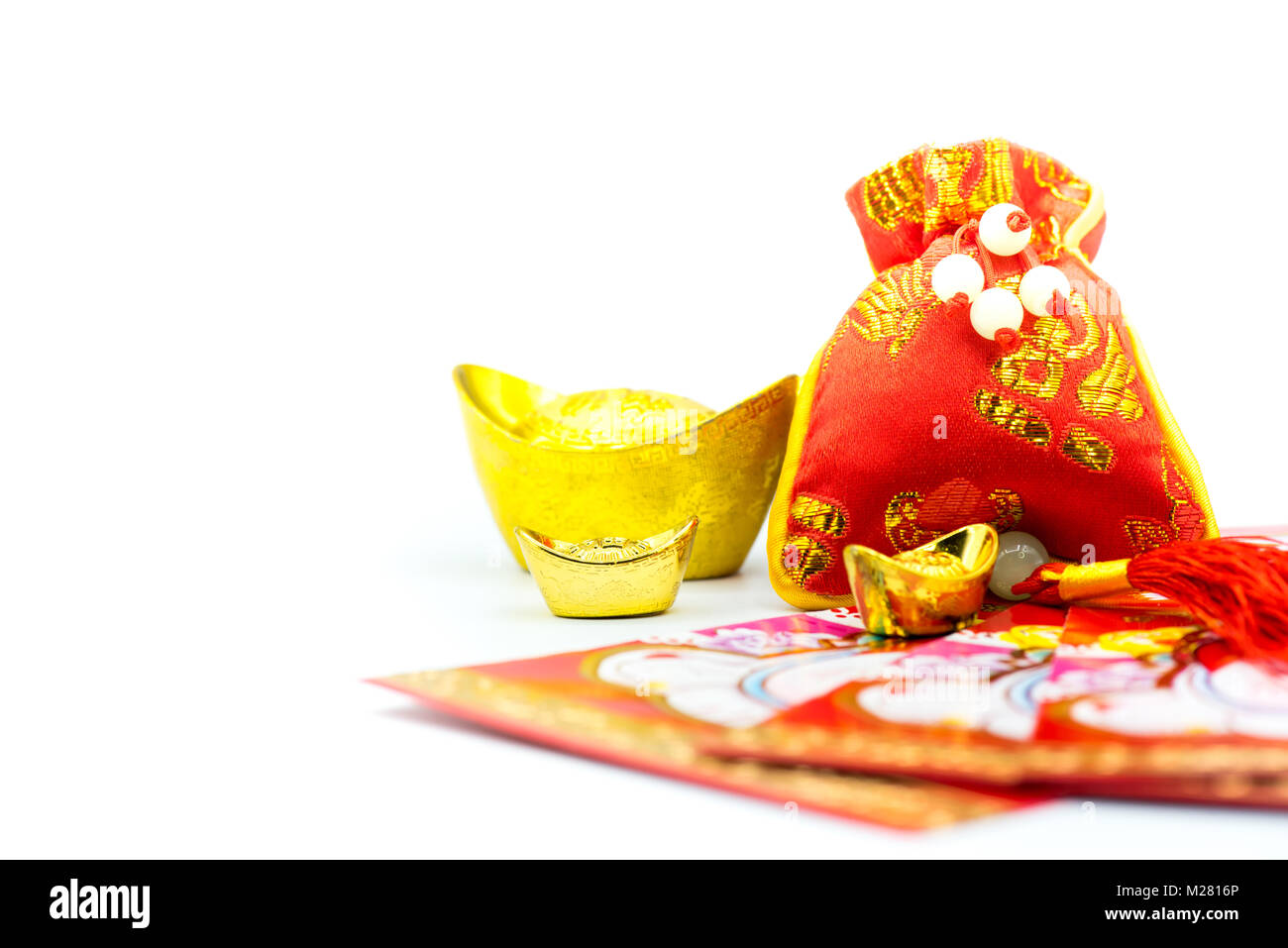 Chinese New Year, Chinese gold ingots and Traditional chinese style ...