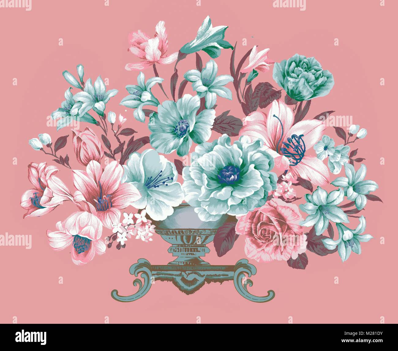 vector illustration pattern art drawing flower leaves floral drawing ...