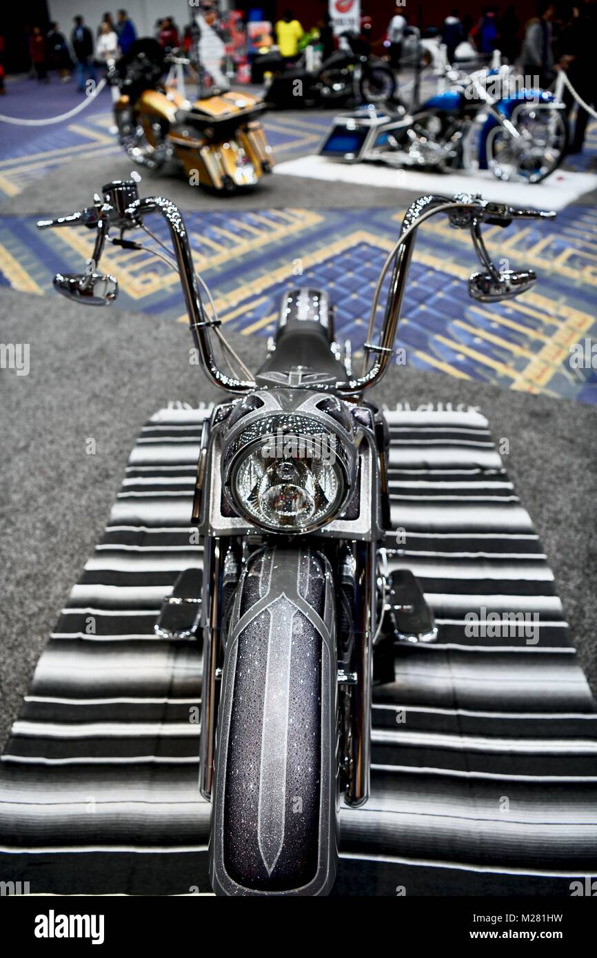 Exotic Harley Davidson chopper at the 2018 Washington Auto Show ...