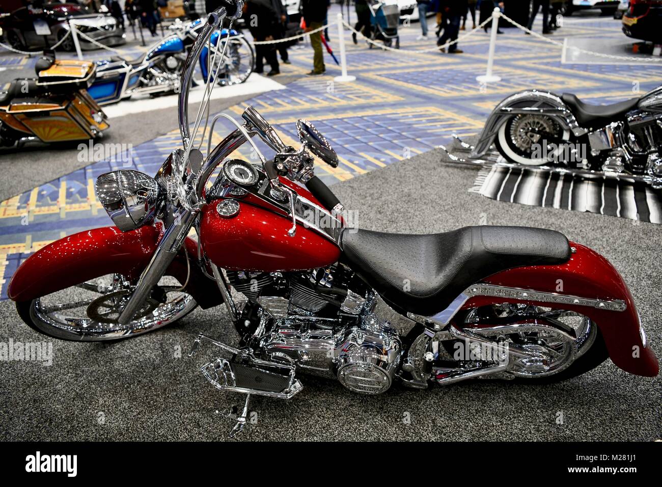 Exotic Harley Davidson chopper at the 2018 Washington Auto Show ...