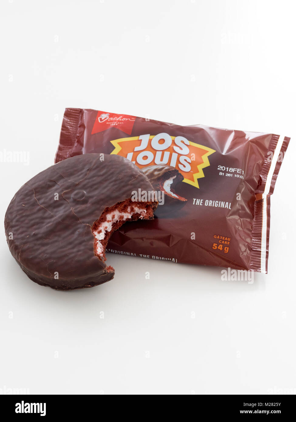 A Jos Louis (Jos. Louis) cake, a confection consisting of two red ...