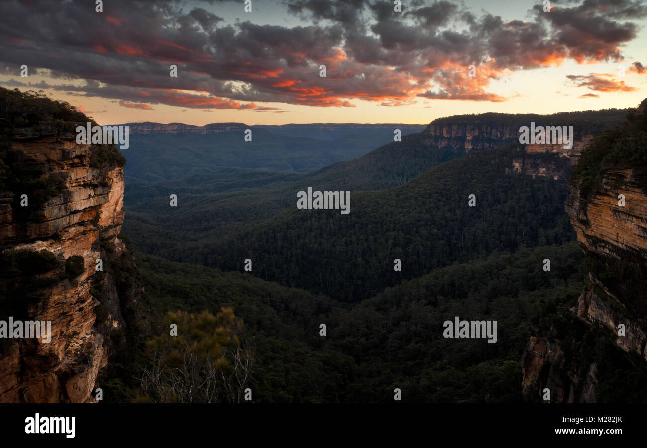 Looking over the Kings Tableland in the Blue Mountains, near Sydney ...