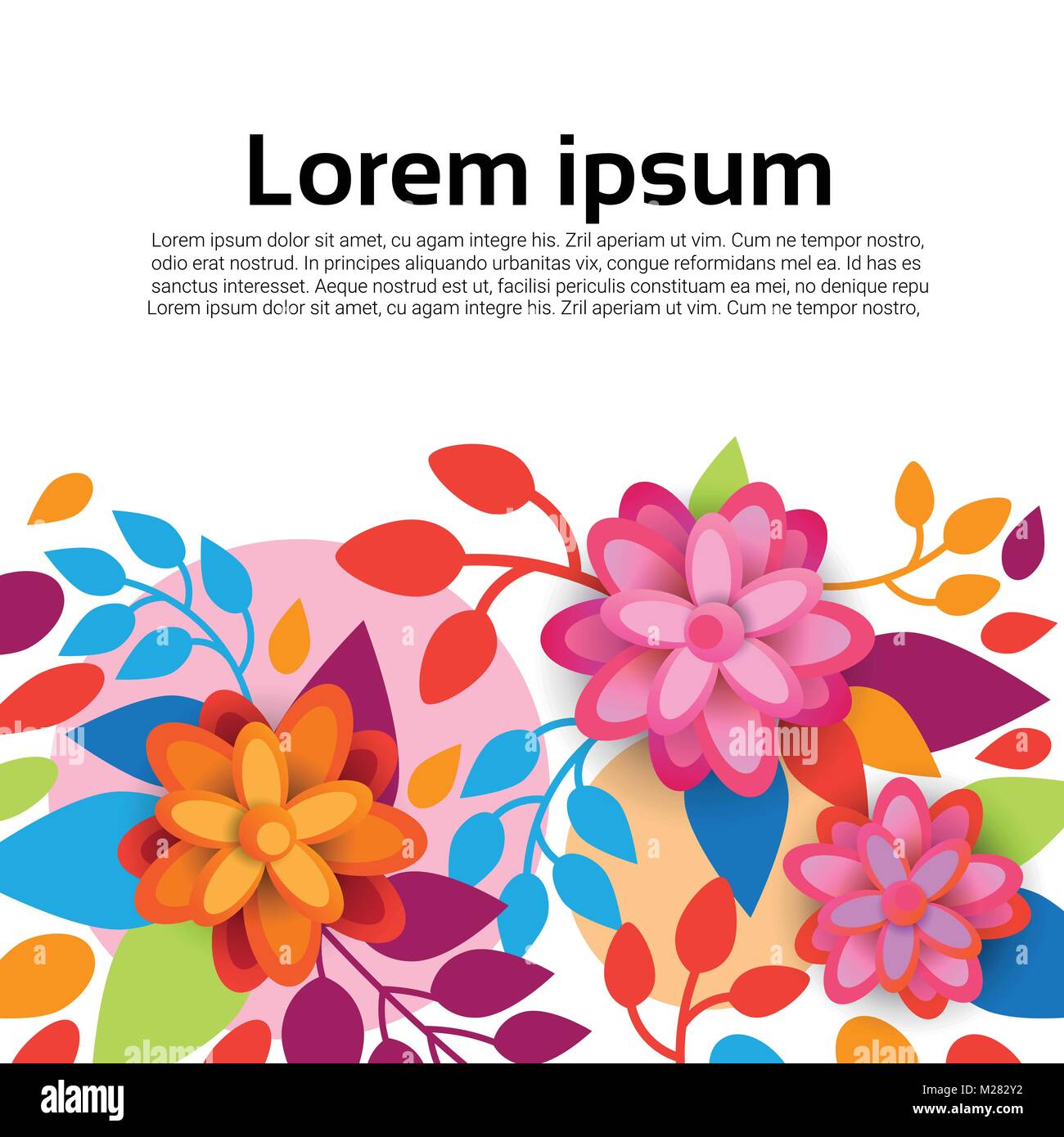 Floral Spring Graphic Design With Colorful Flowers On White Background ...