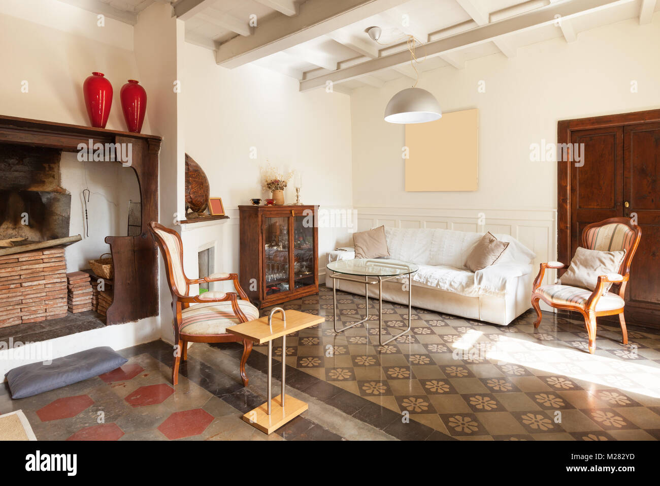 comfortable living room, interior of a nice loft Stock Photo - Alamy