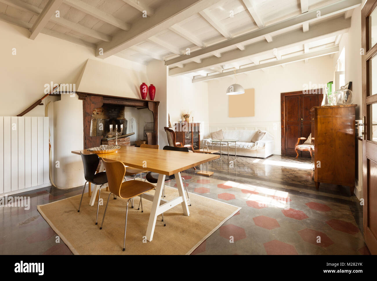 comfortable dining room, interior of a nice loft Stock Photo - Alamy