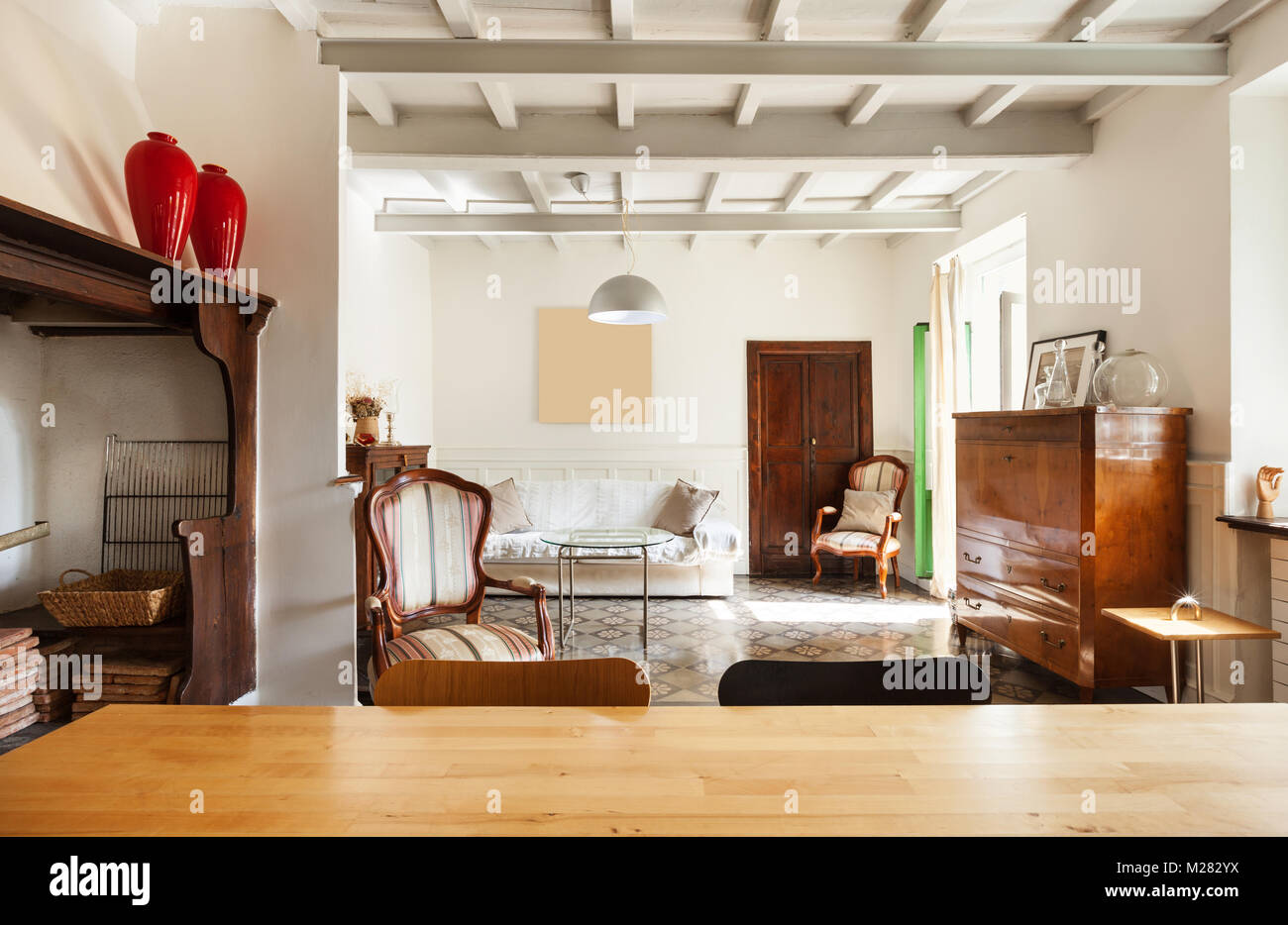 comfortable living room, interior of a nice loft Stock Photo - Alamy