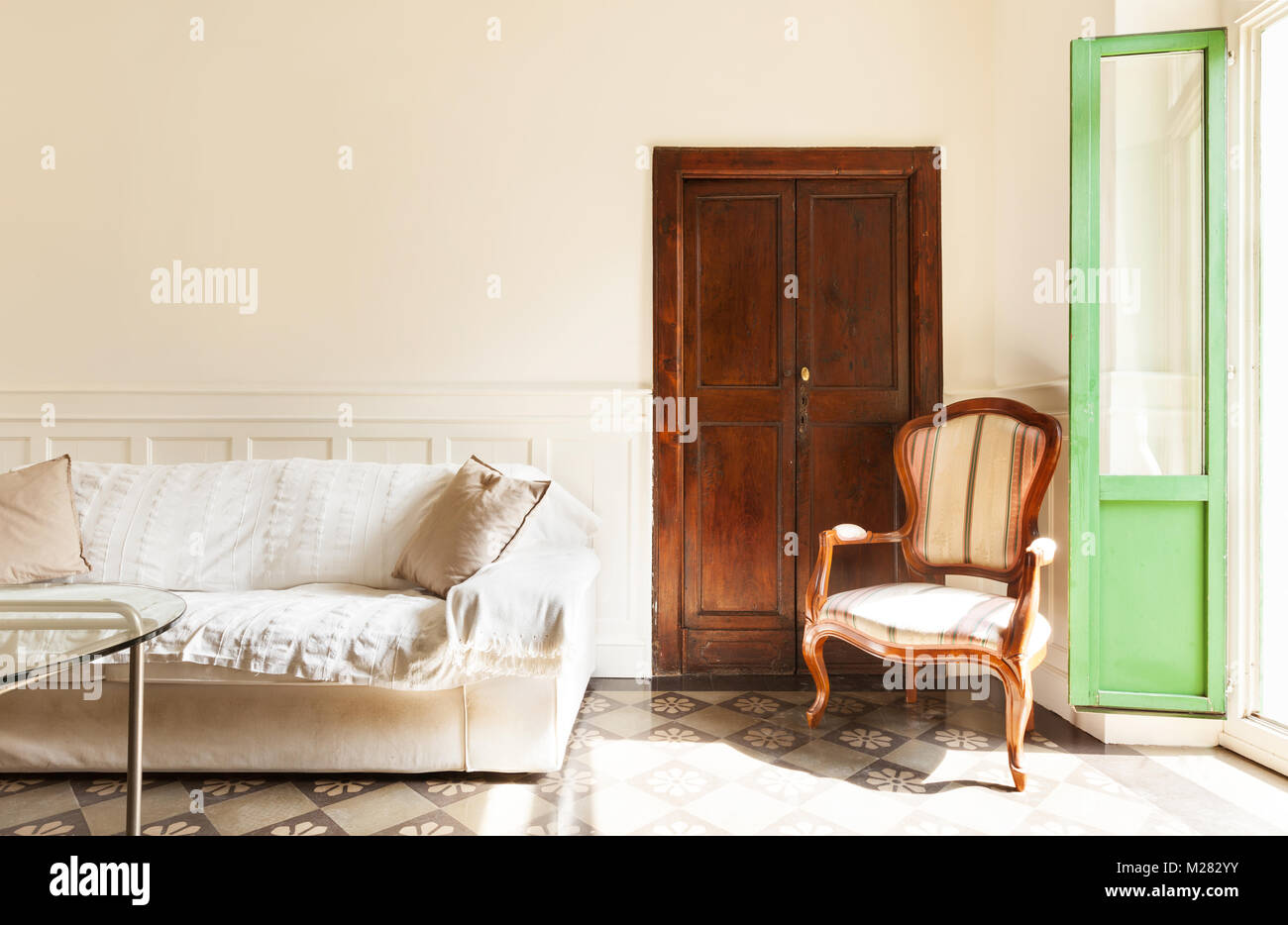 comfortable living room, interior of a nice loft Stock Photo - Alamy
