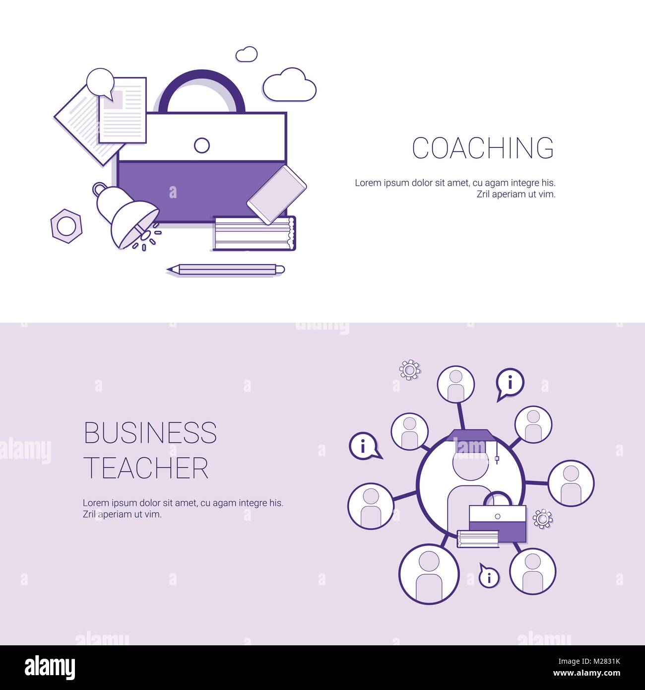 Set of Coaching And Business Teacher Web Banners Concept Template ...