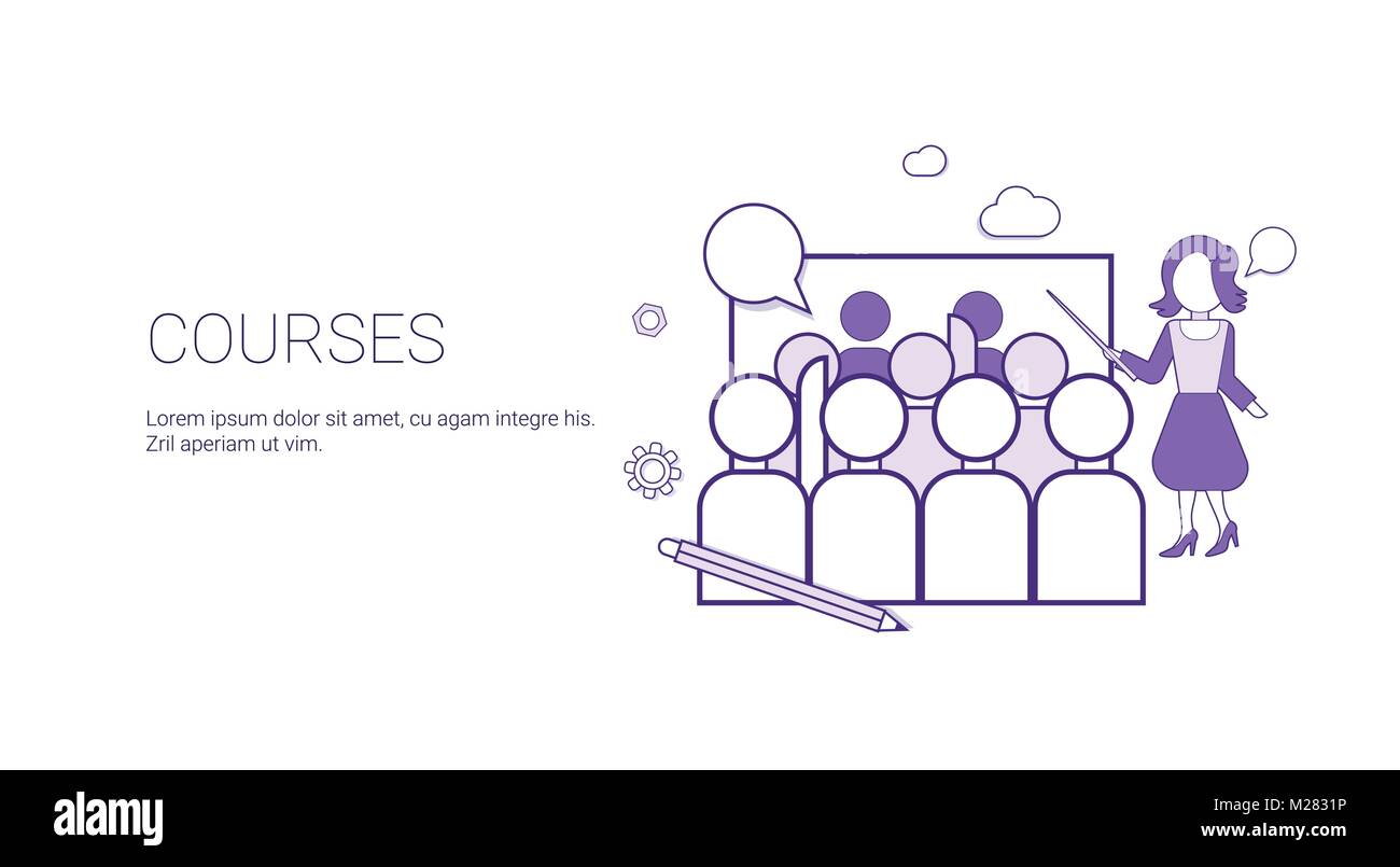 Training Courses Education Business Concept Template Web Banner With ...