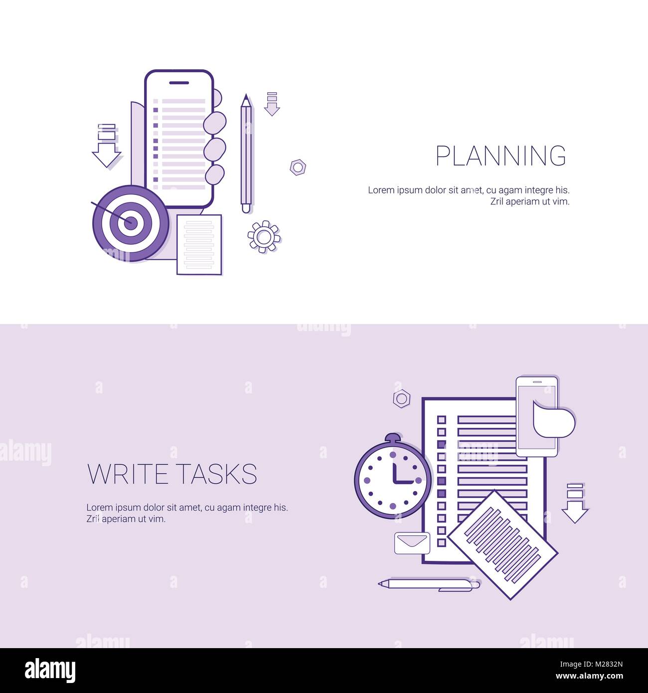 Set of Planning And Write Tasks Banners Business Concept Template ...