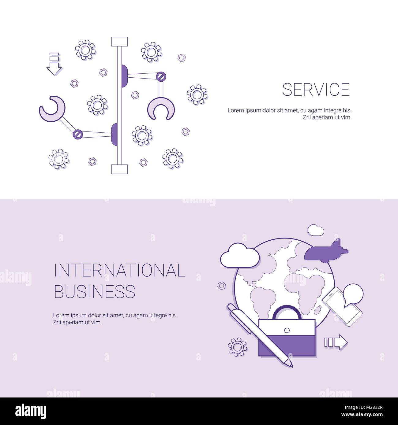 Set of Service And International Business Banners Concept Template ...