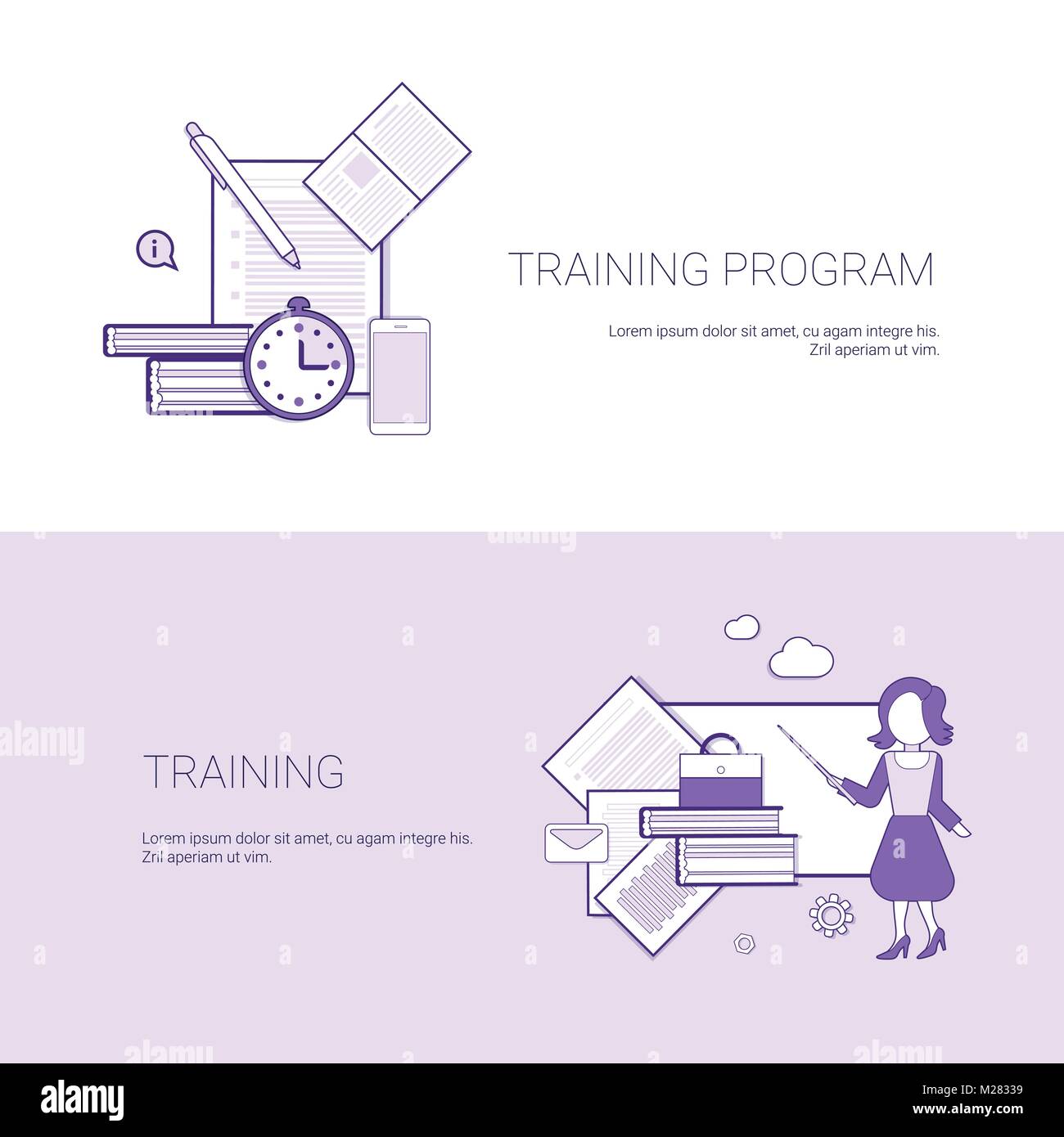 Set of Training Program Banners Business Concept Template Background ...