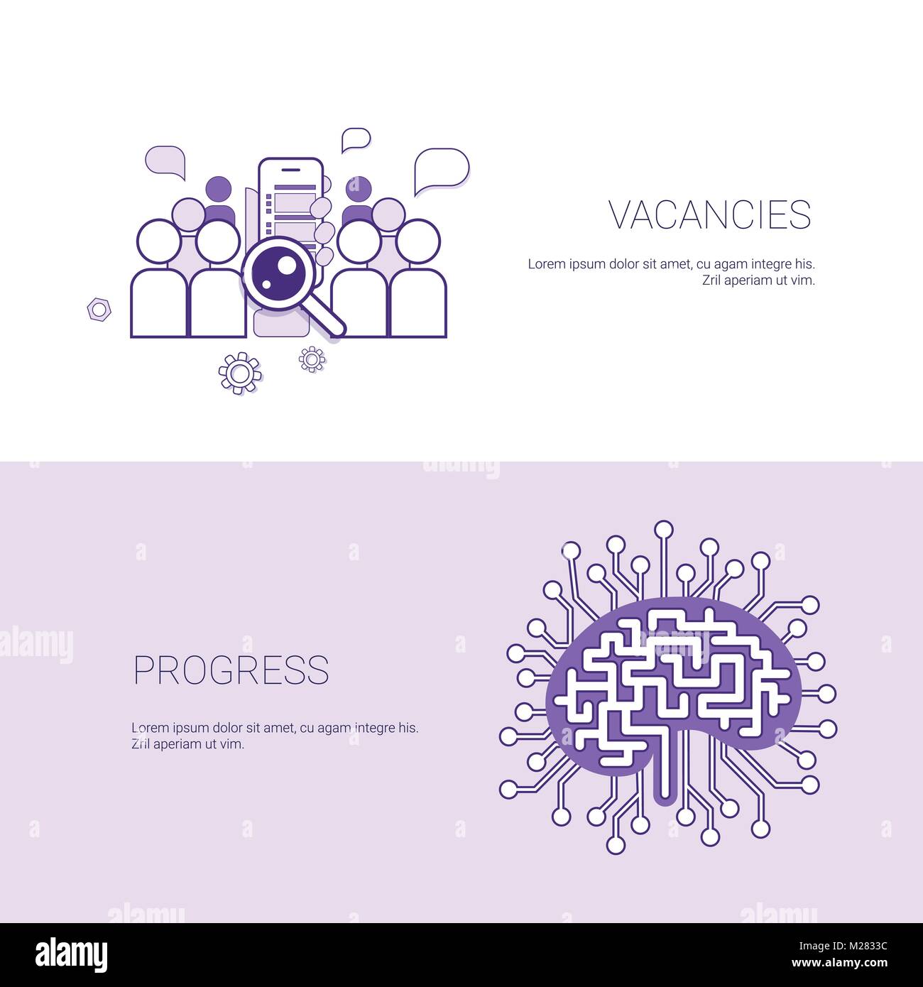 Set of Vacancies And Progress Banners Business Concept Template ...