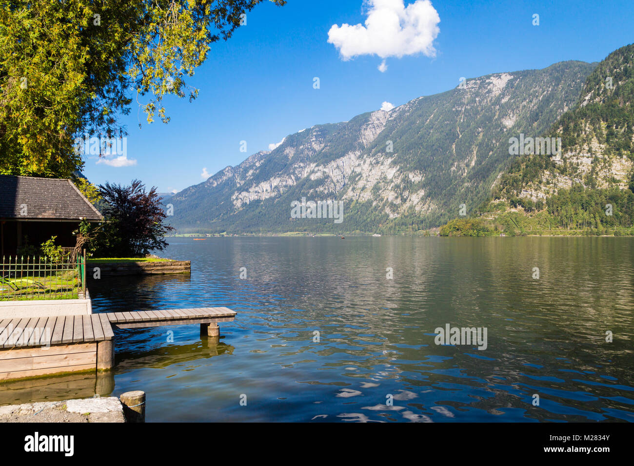 Landscape view of Hallstatt Lake also known as Hallstatt See, with a ...