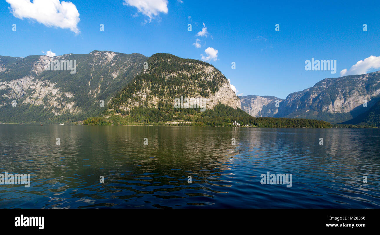 Landscape view of Hallstatt Lake also known as Hallstatt See, with ...