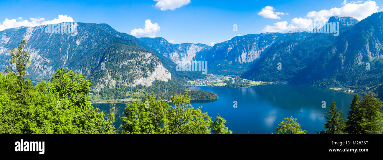 Landscape view of Hallstatt Lake also known as Hallstatt See, with ...