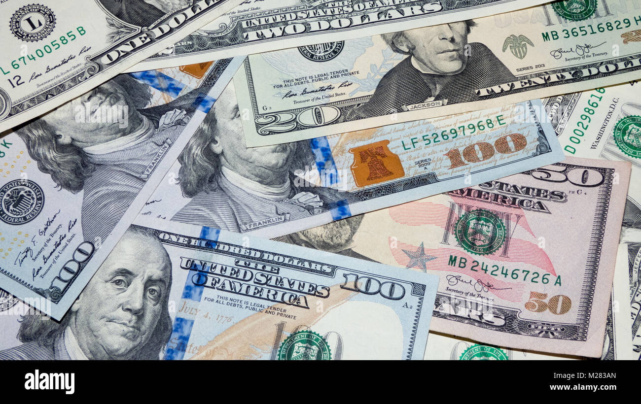 background from the heap of American dollars, top view Stock Photo - Alamy