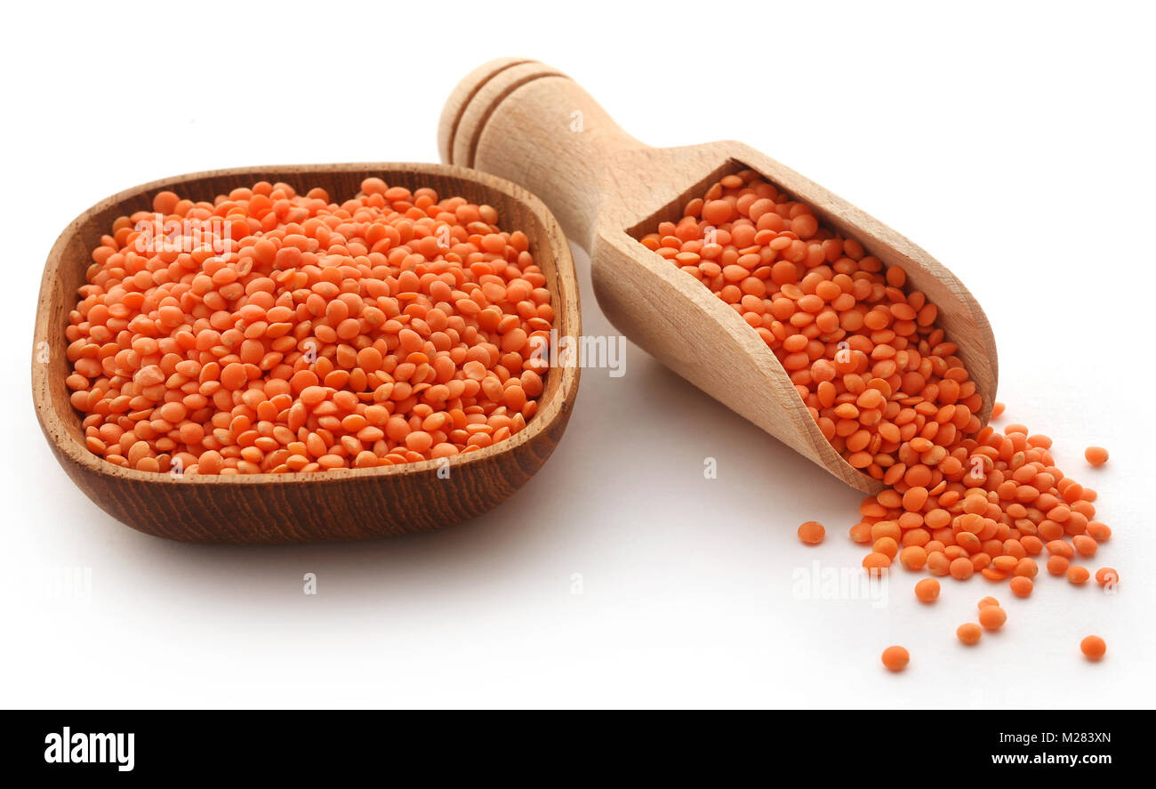 Pile of some fresh lentil with wooden scoop and bowl Stock Photo - Alamy