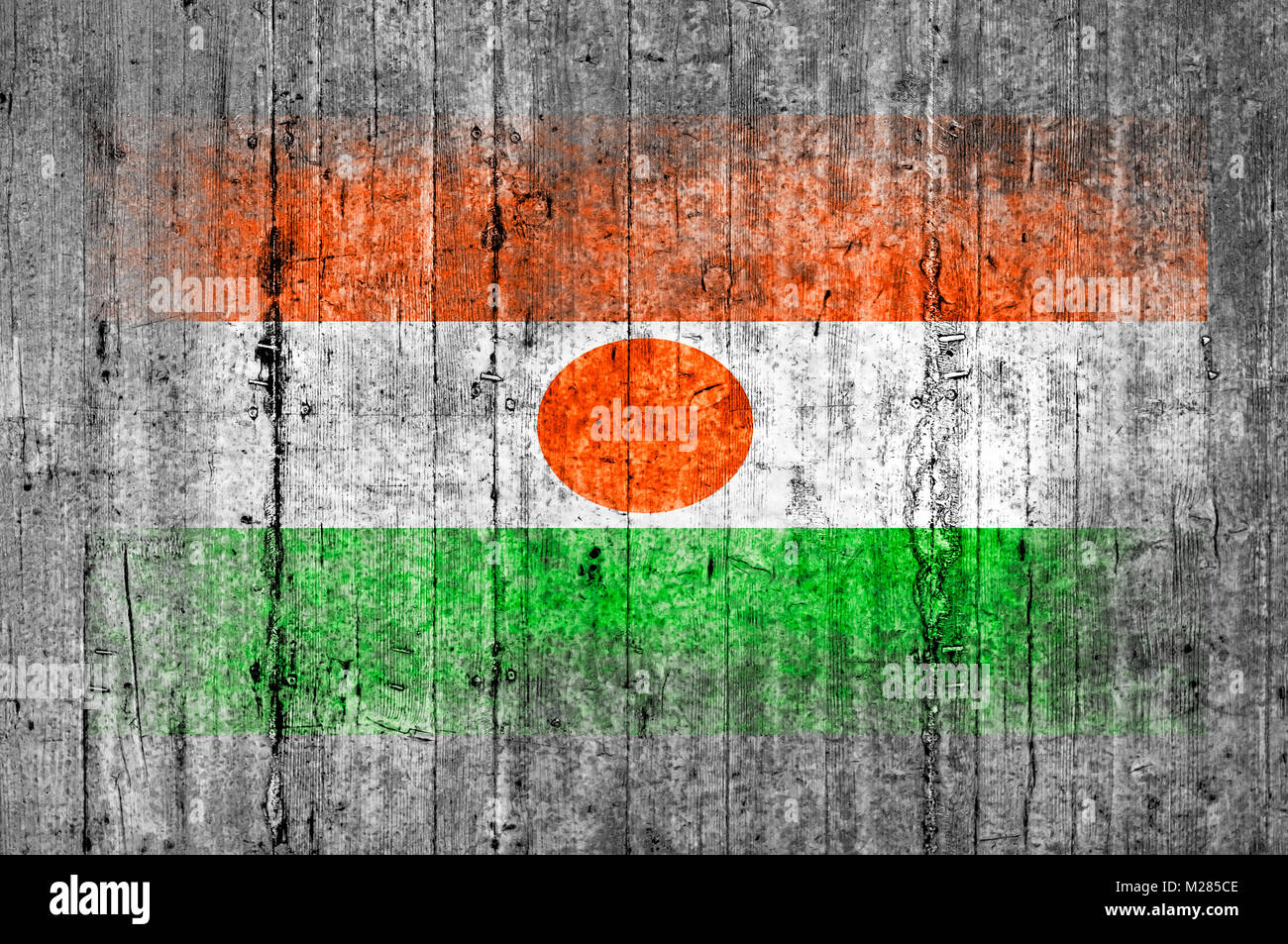Niger flag painted on background texture gray concrete Stock Photo - Alamy