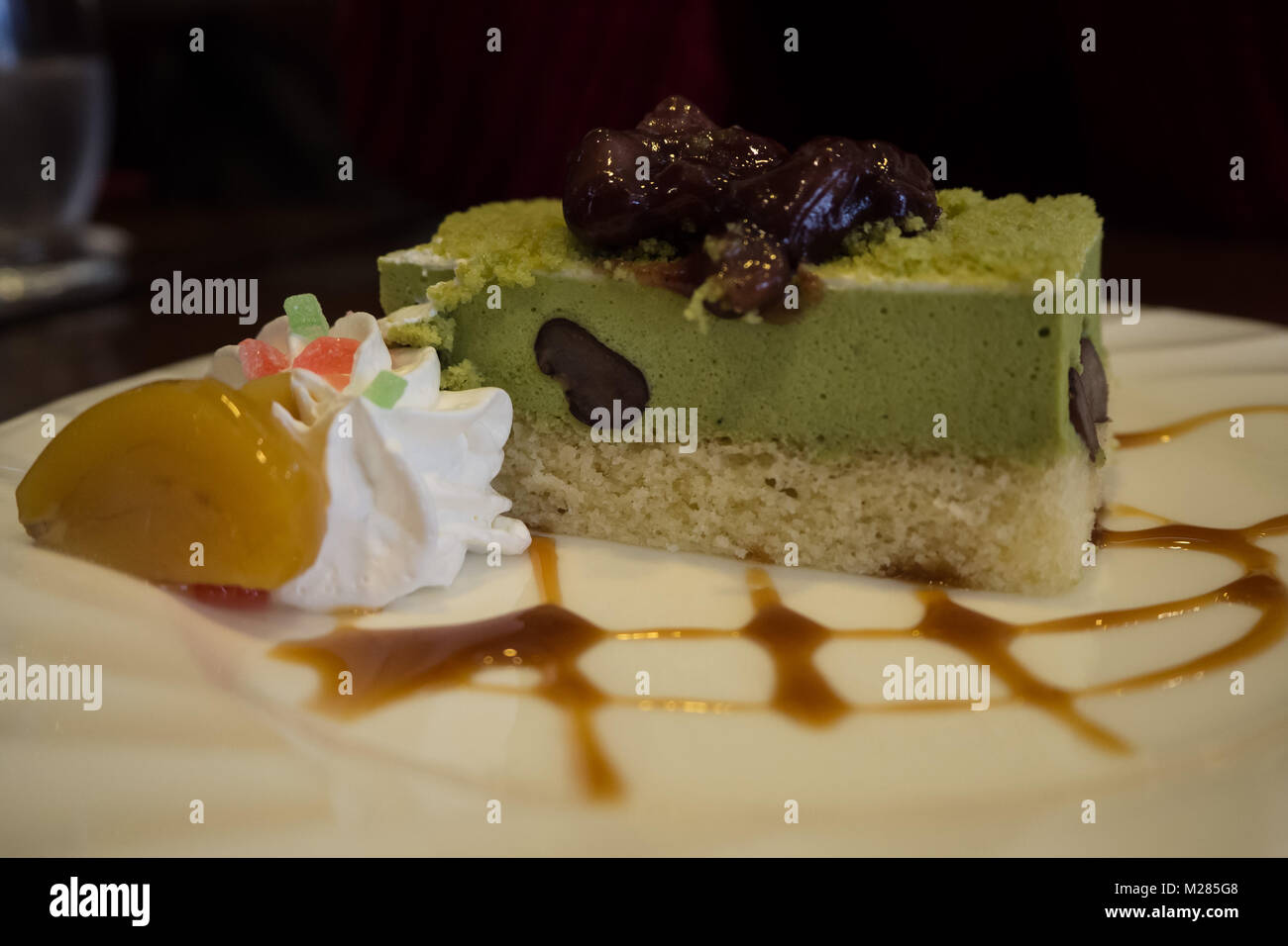 Japanese matcha green tea cake Stock Photo - Alamy
