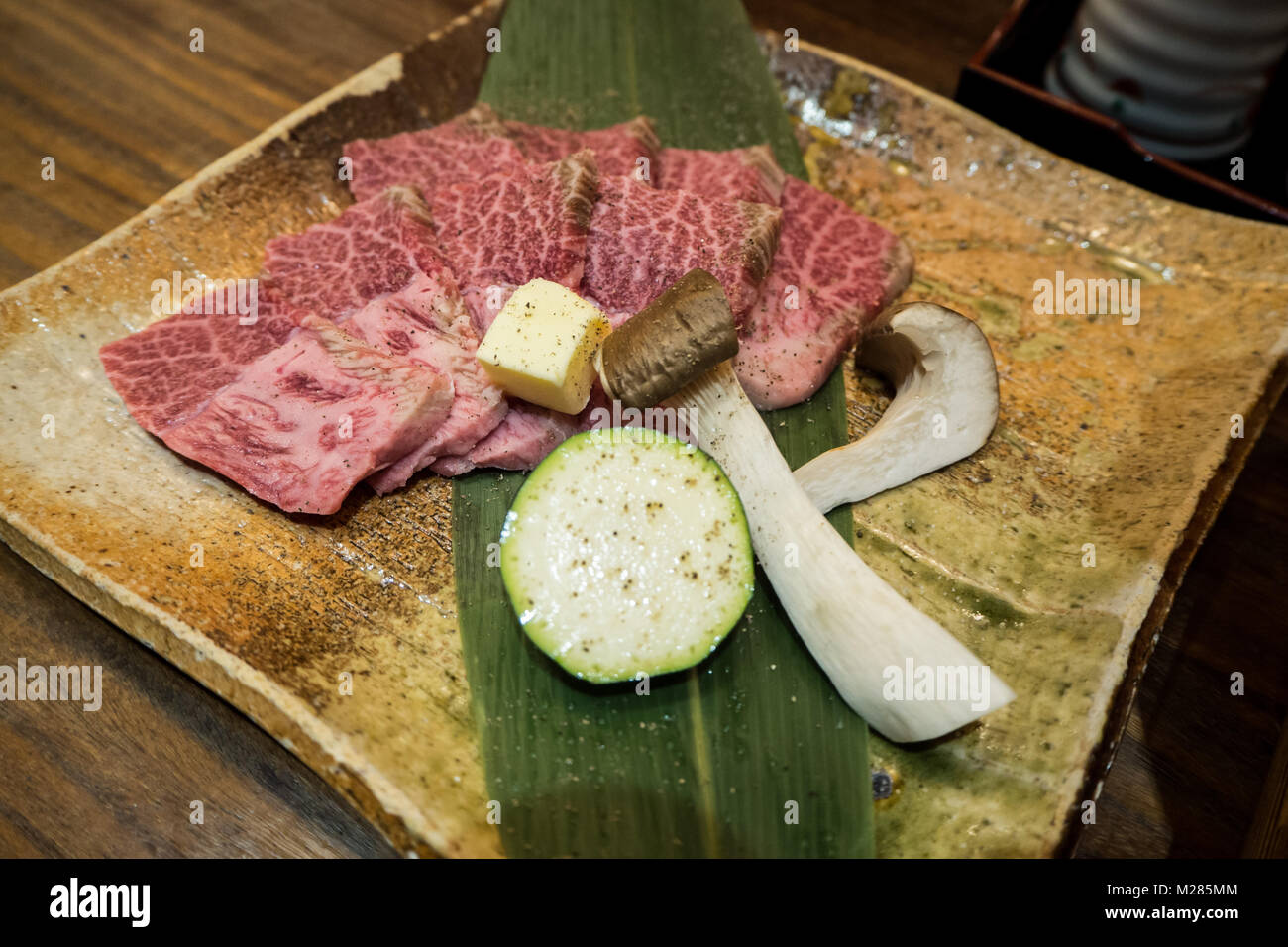High grade waguy beef sliced and ready to be cooked Stock Photo - Alamy