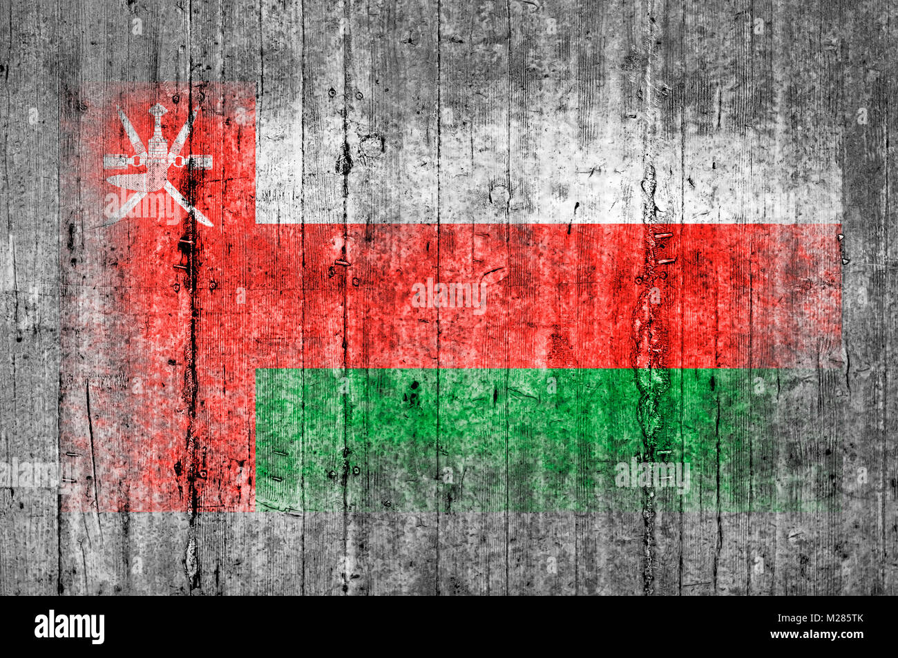 Oman flag painted on background texture gray concrete Stock Photo - Alamy