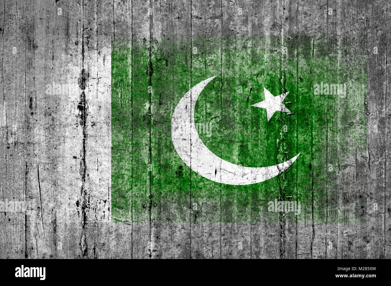 Pakistan flag painted on background texture gray concrete Stock Photo ...