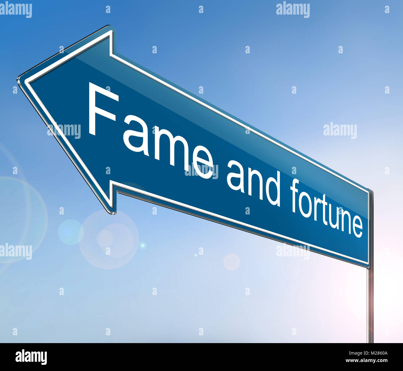 3d Illustration depicting a sign with a fame and fortune concept Stock ...