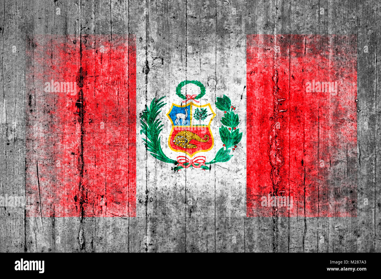 Peru flag painted on background texture gray concrete Stock Photo - Alamy