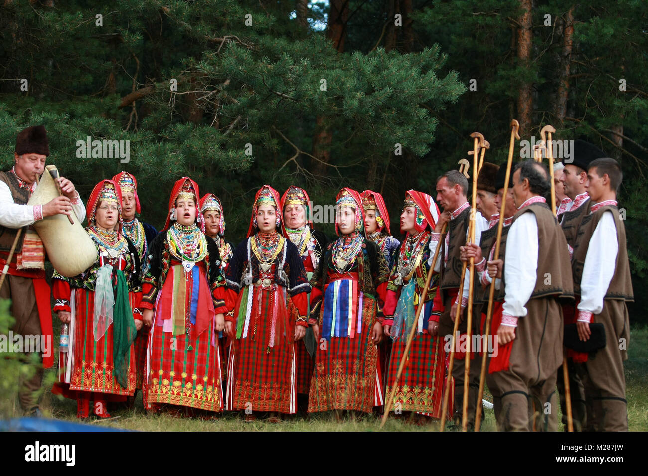 People in traditional folk costume of The National Folklore Fair in ...