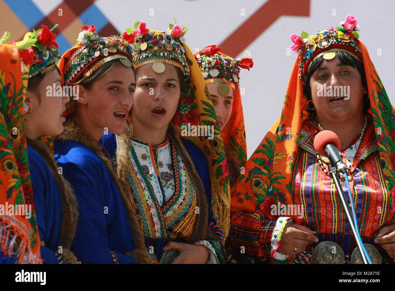 People in traditional folk costume of The National Folklore Fair in ...