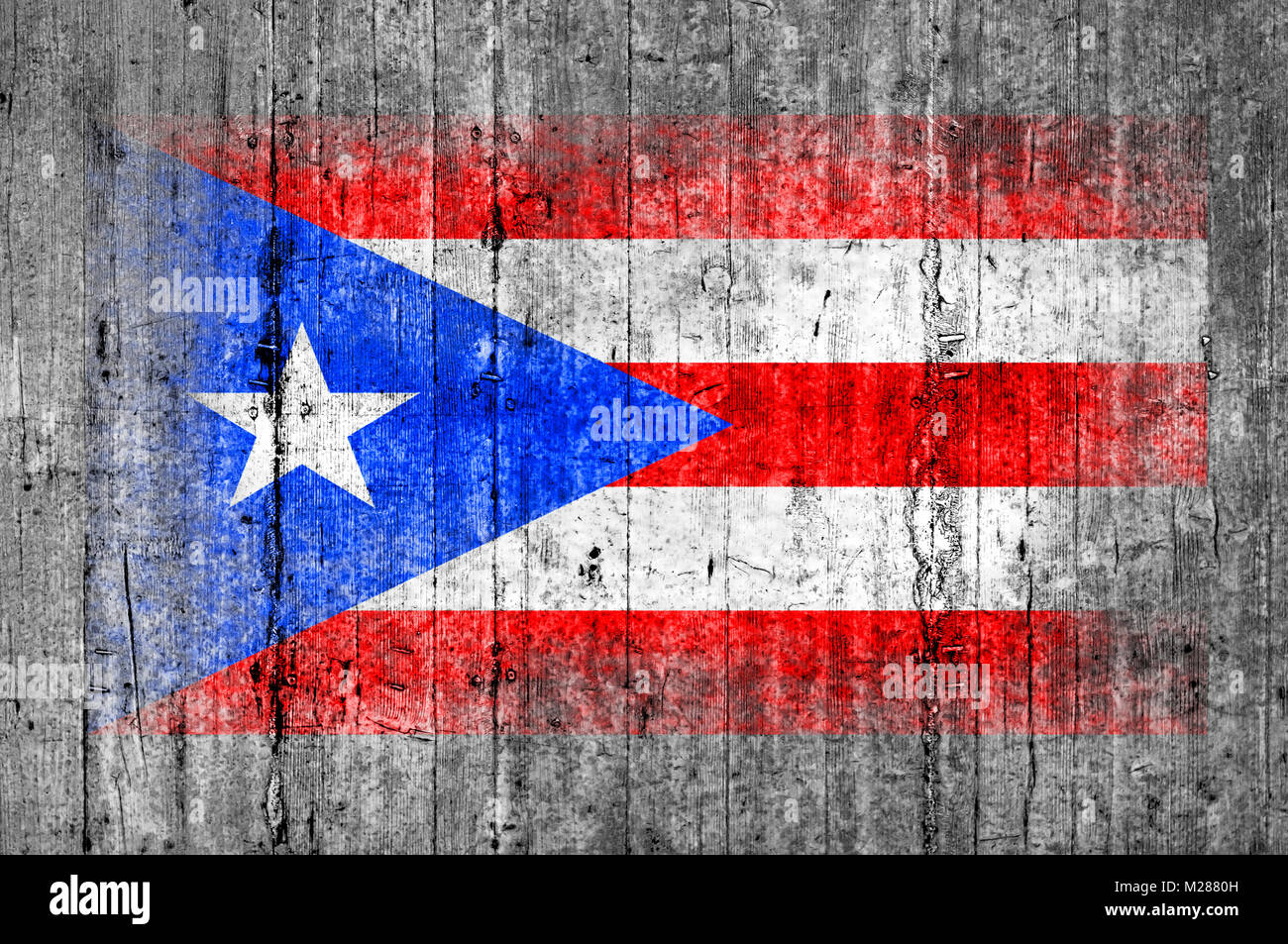 Puerto Rico flag painted on background texture gray concrete Stock ...