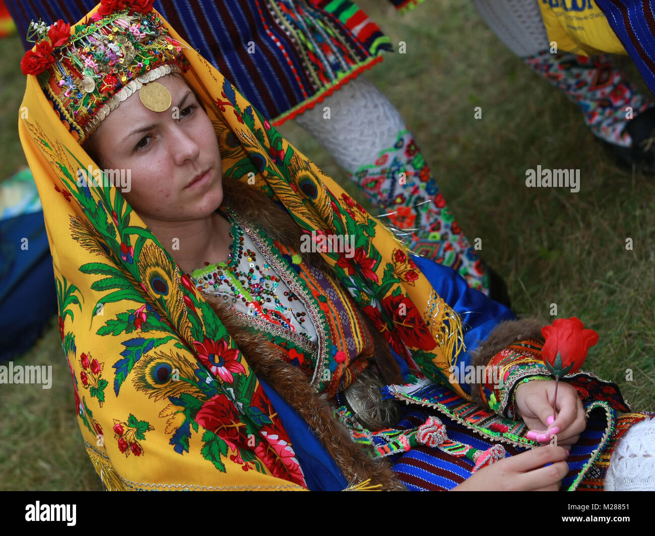 People in traditional folk costume of The National Folklore Fair in ...