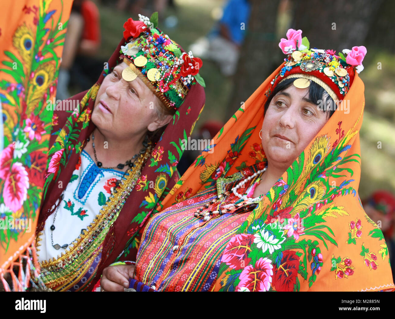 People in traditional folk costume of The National Folklore Fair in ...