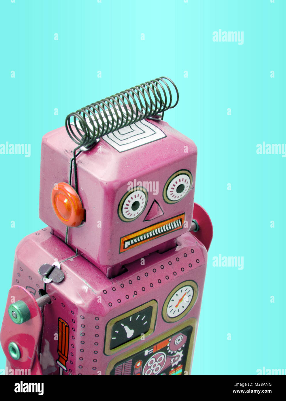 confused robot toy isolated on color Stock Photo - Alamy