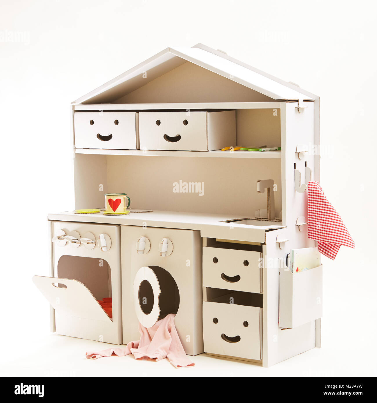 Child cardboard toy kitchen Stock Photo - Alamy