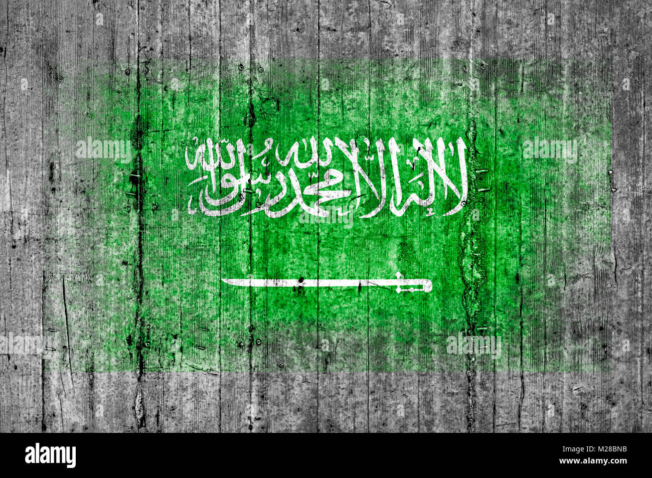 Saudi Arabia flag painted on background texture gray concrete Stock ...
