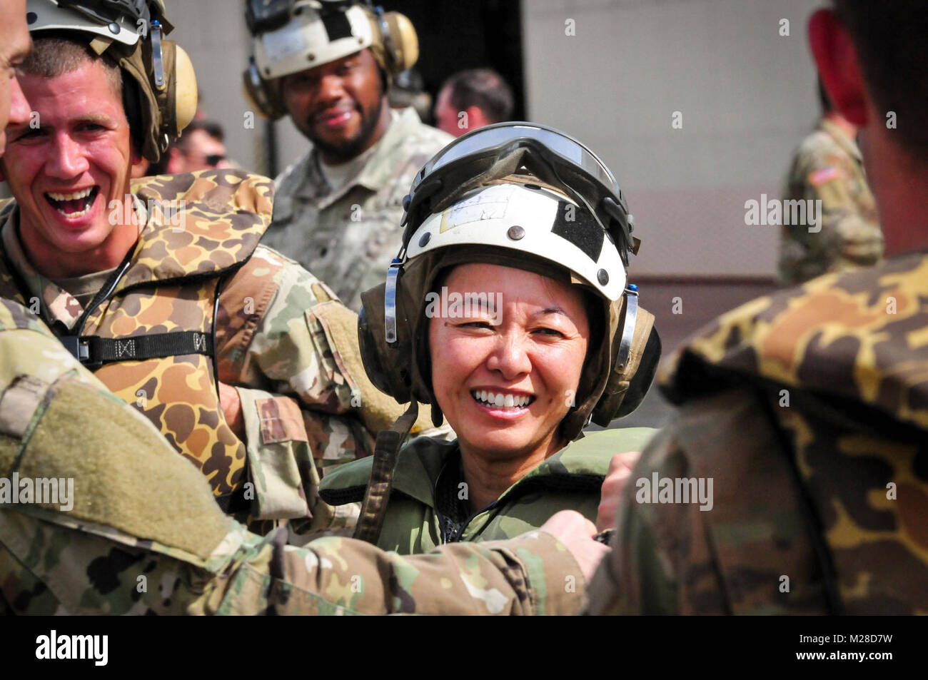 Col. Danielle Ngo, commander of the 130th Engineer Brigade, shares a ...