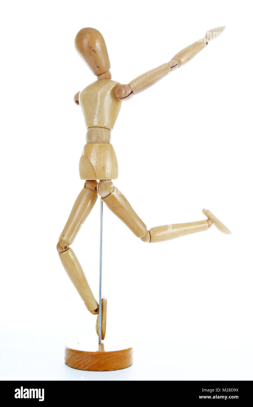 Wooden mannequin drawing model human shape. Doll body figurine statue ...