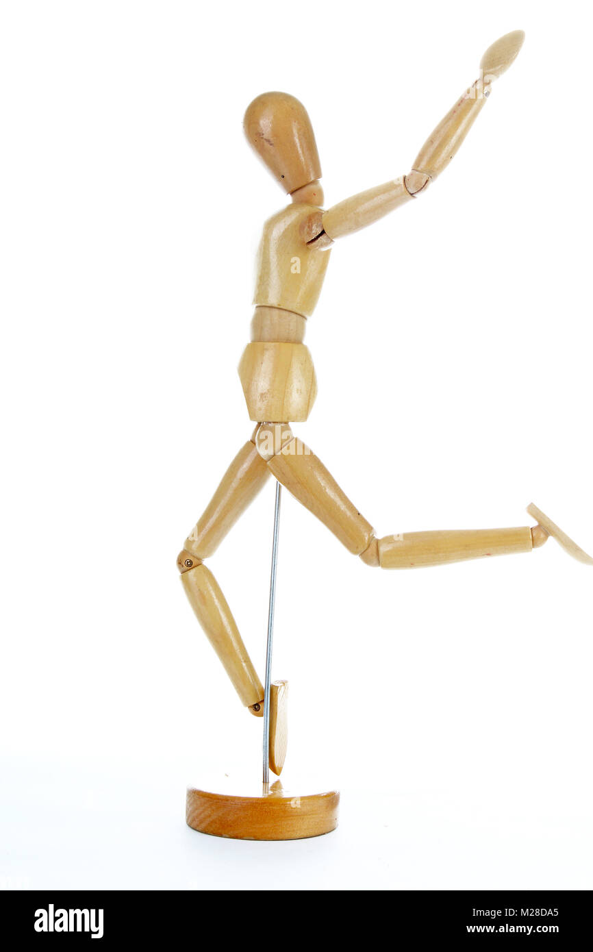 Wooden mannequin drawing model human shape. Doll body figurine statue ...