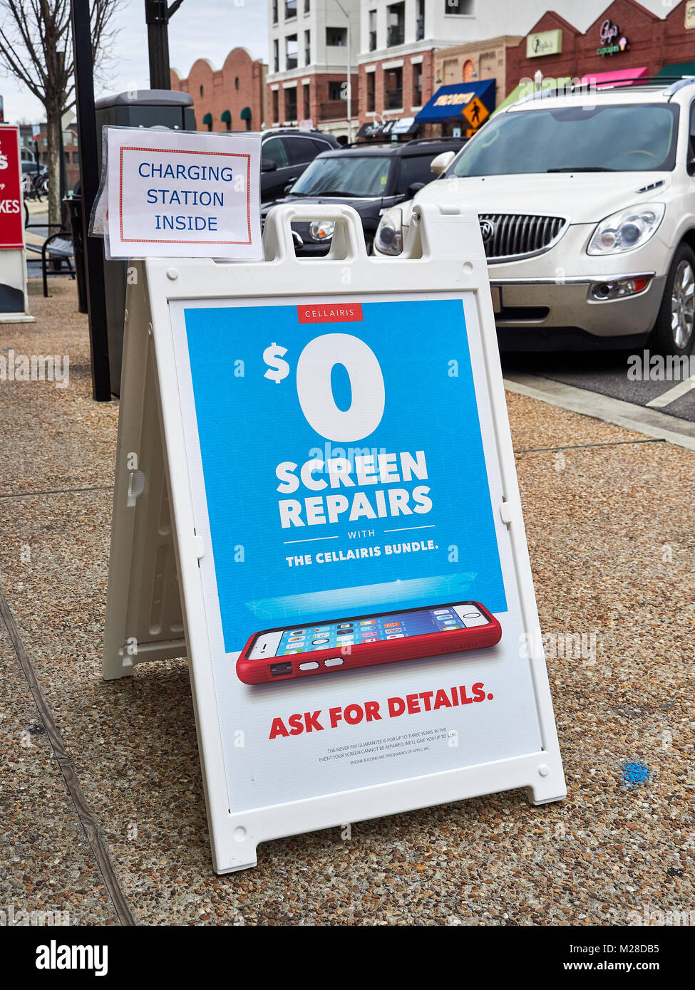 Sidewalk sign advertising free cell phone screen repairs with ...