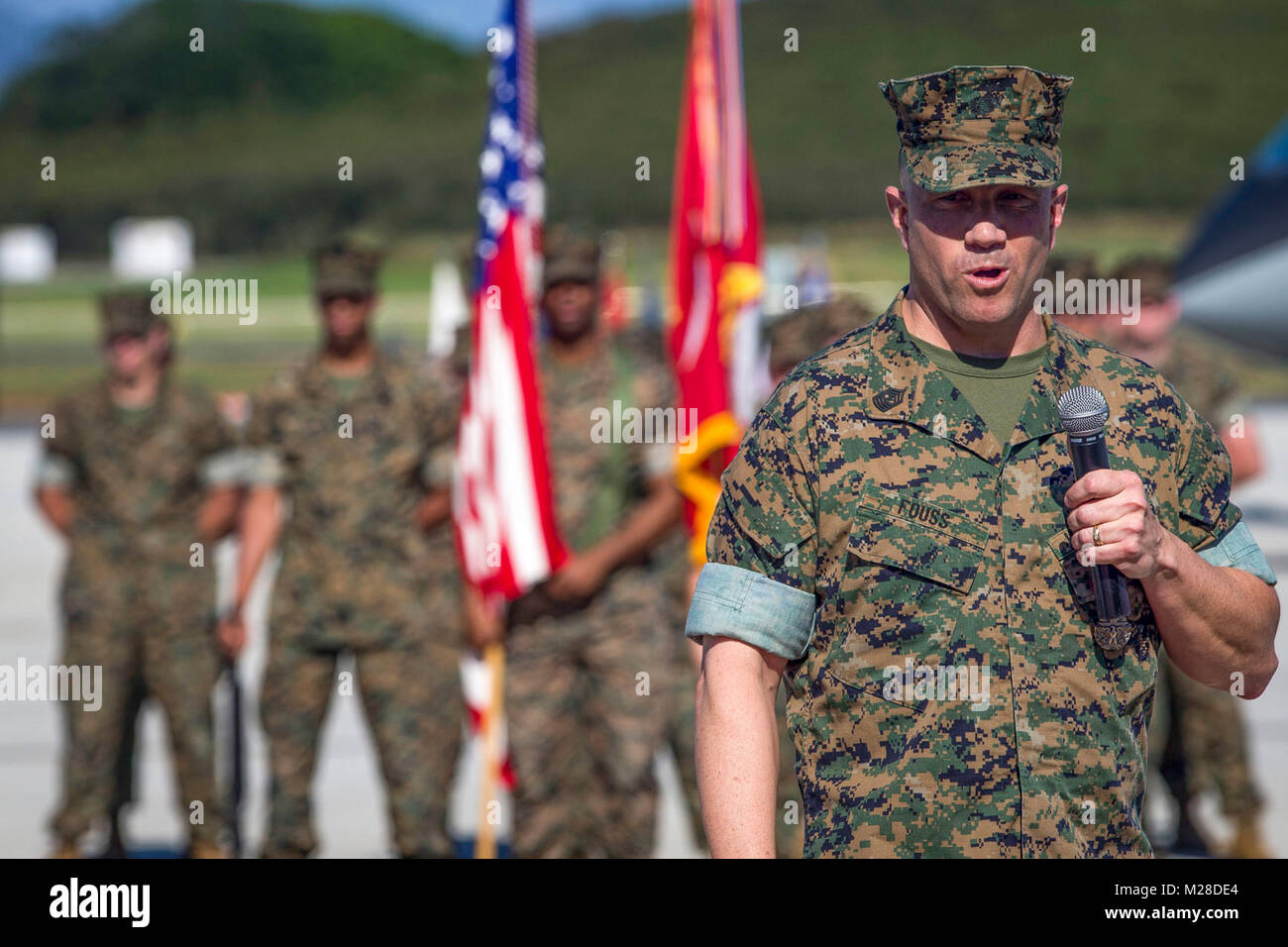 U.S. Marine Corps Sgt.Maj. Matthew J. Fouss, off-going sergeant major ...