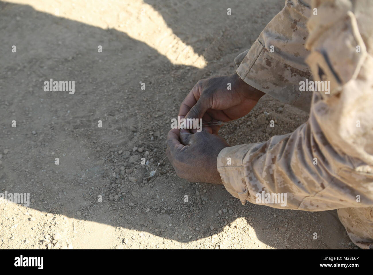 A U.S. Marine Corps engineer deployed in support of Operation Inherent ...