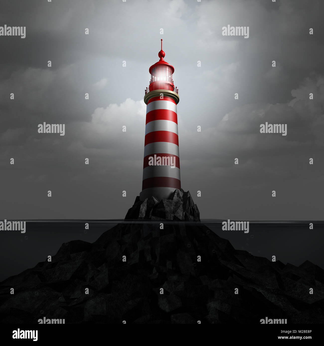 Lighthouse and watchtower light beacon as a metaphor for guidance and ...