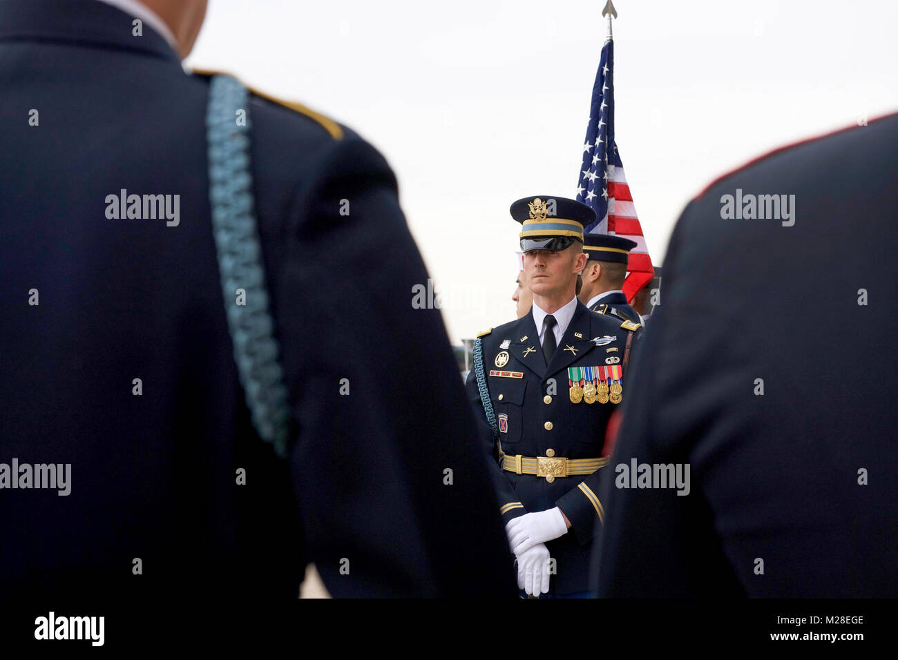 A member with the Joint Armed Forces Honor Guard participates in an ...