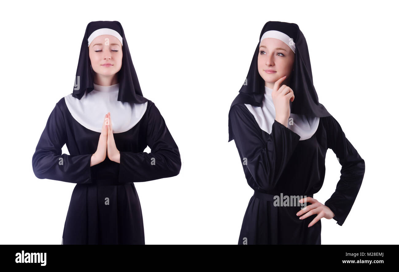 Nun isolated on the white background Stock Photo - Alamy