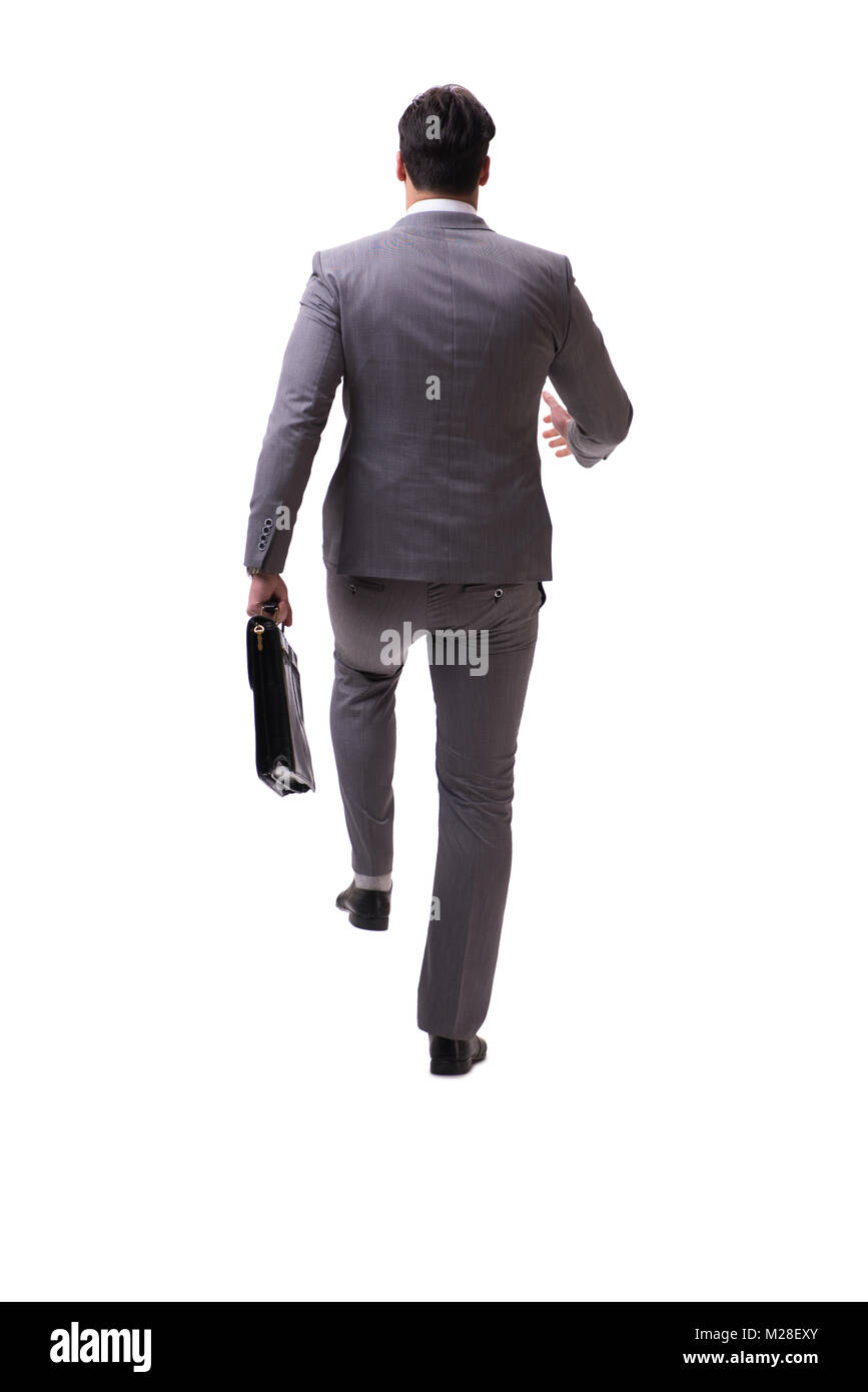 Businessman walking away isolated on white background Stock Photo - Alamy