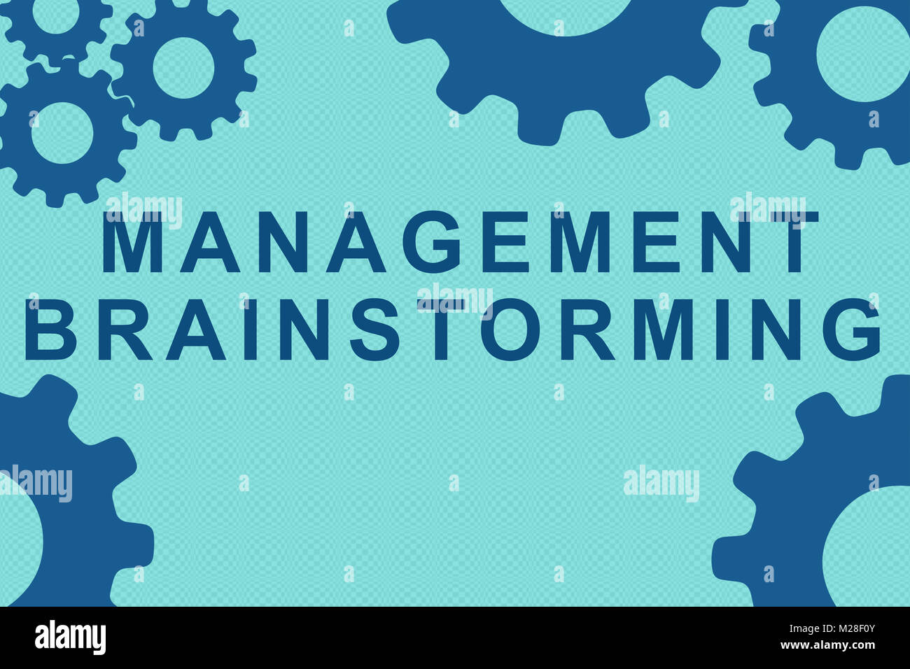 MANAGEMENT BRAINSTORMING sign concept illustration with blue gear wheel ...