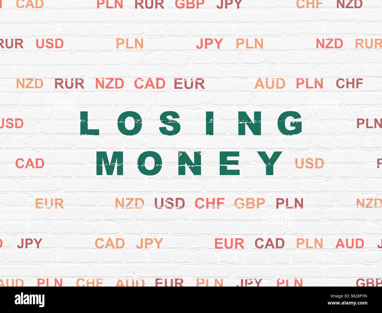 Banking concept: Losing Money on wall background Stock Photo - Alamy